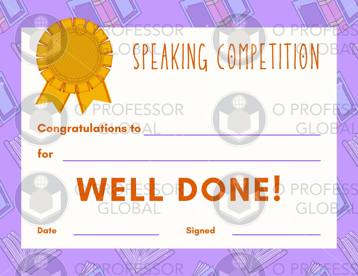 Speaking Competition Certificate - O Professor Global